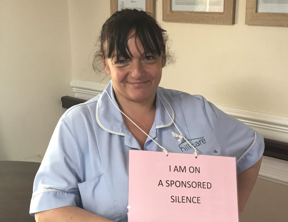 Halton View Care Home chatterbox goes silent for fundraiser